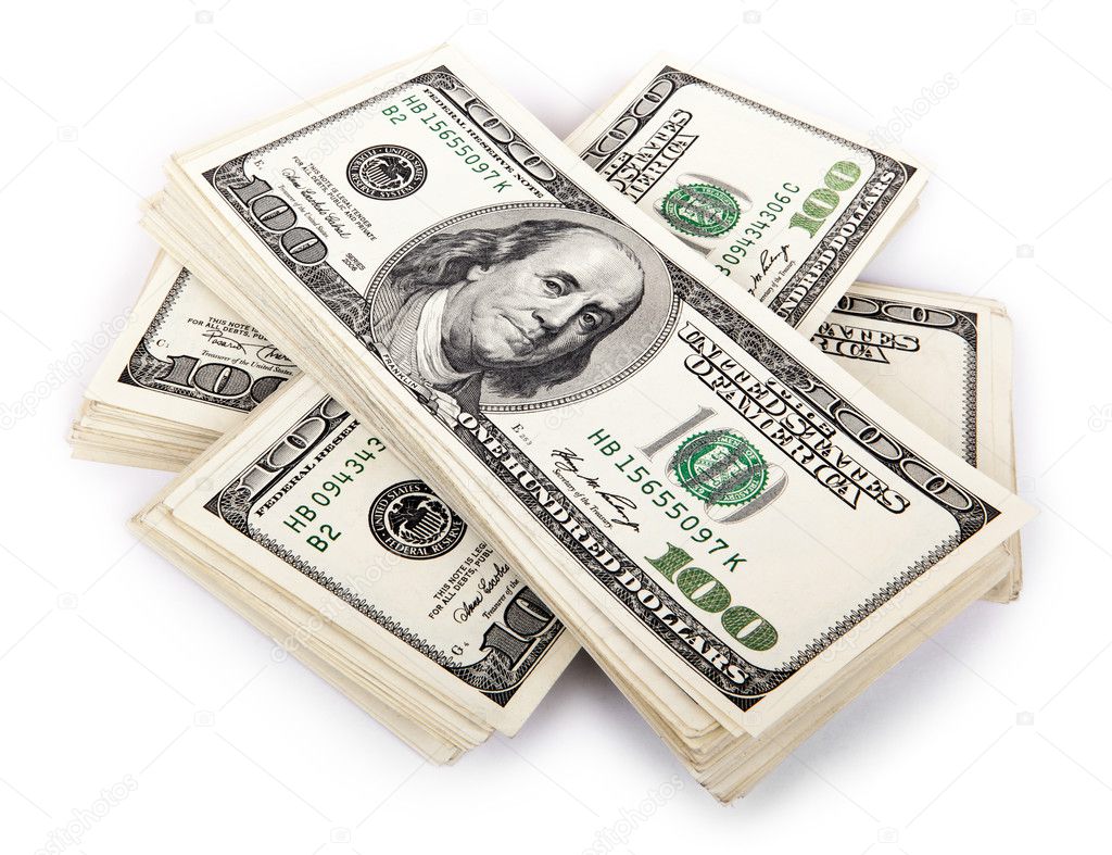 Isolated 100 US dollar Bills Stack Stock Photo by ©eldadcarin 22414733