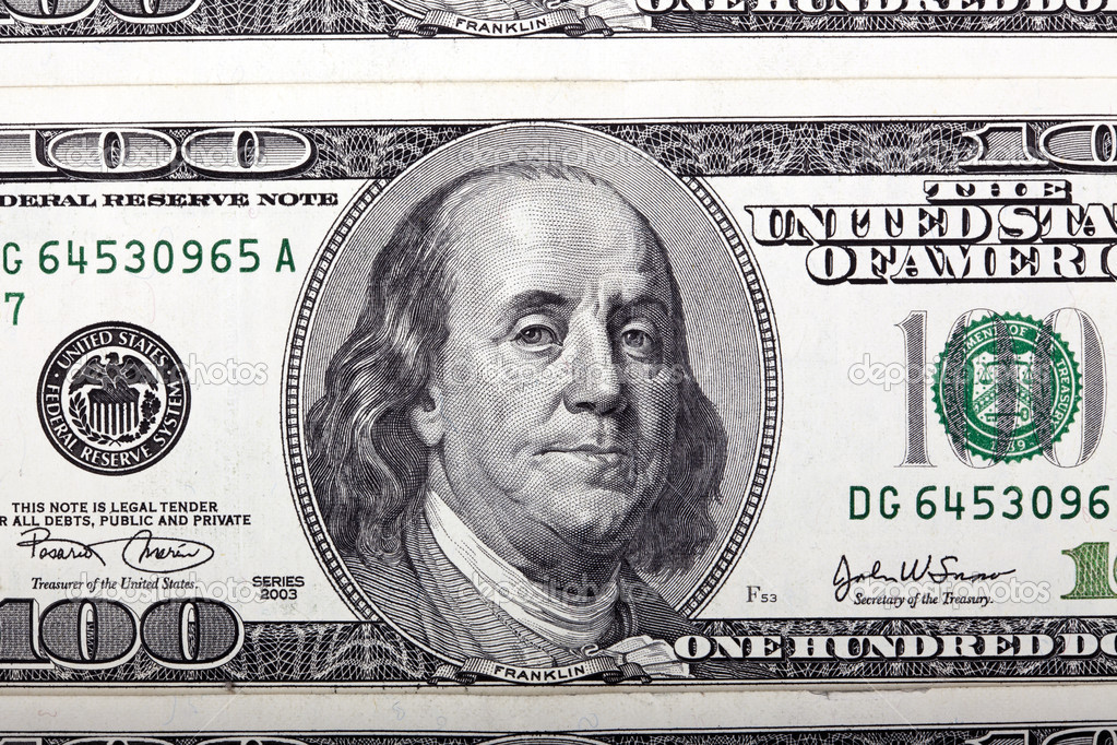 Benjamin Franklin 100 Dollar Bill Portrait — Stock Photo © eldadcarin ...