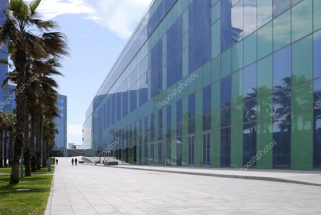 Modern office buildings on seafront. Barcelona. Spain — Stock Photo ...