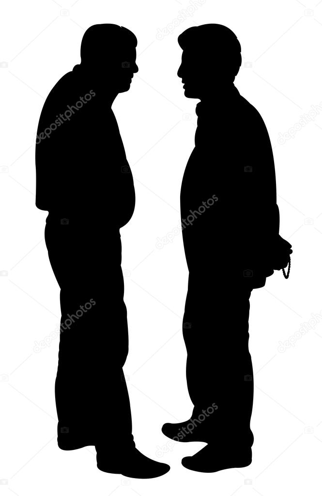 Two Men Talking Silhouette