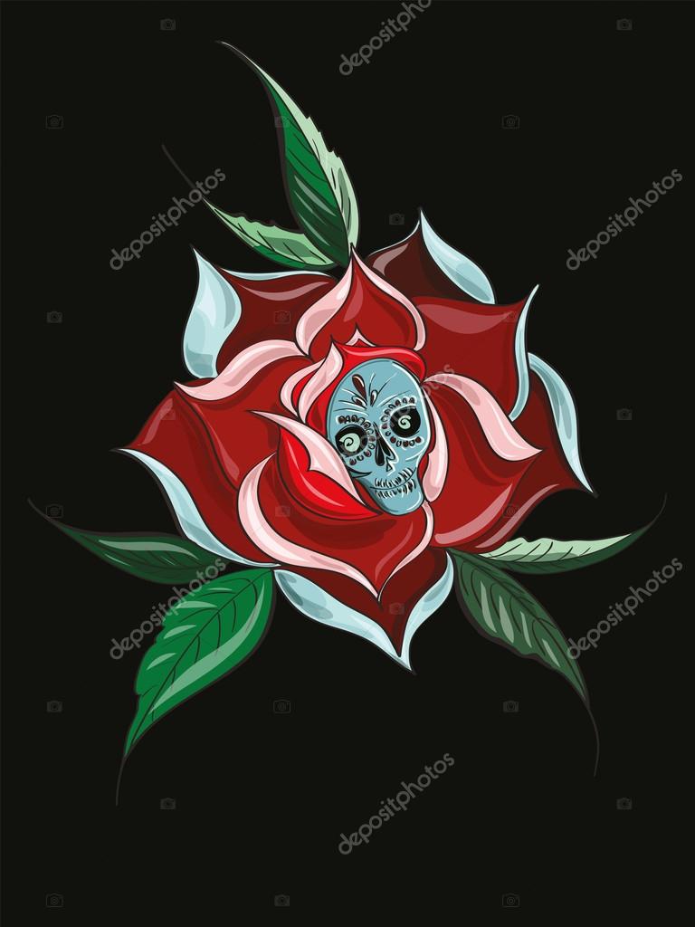 Rose with skull | Rose and skull — Stock Photo © arborelza #39441541