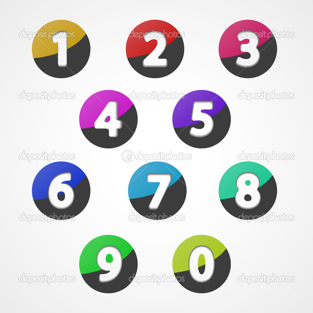 Numbers set, colorful web icon Stock Vector by ©endpz 46000499