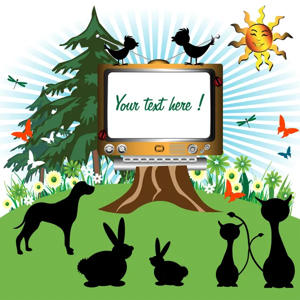 Perro viendo tv Vector Art Stock Images | Depositphotos