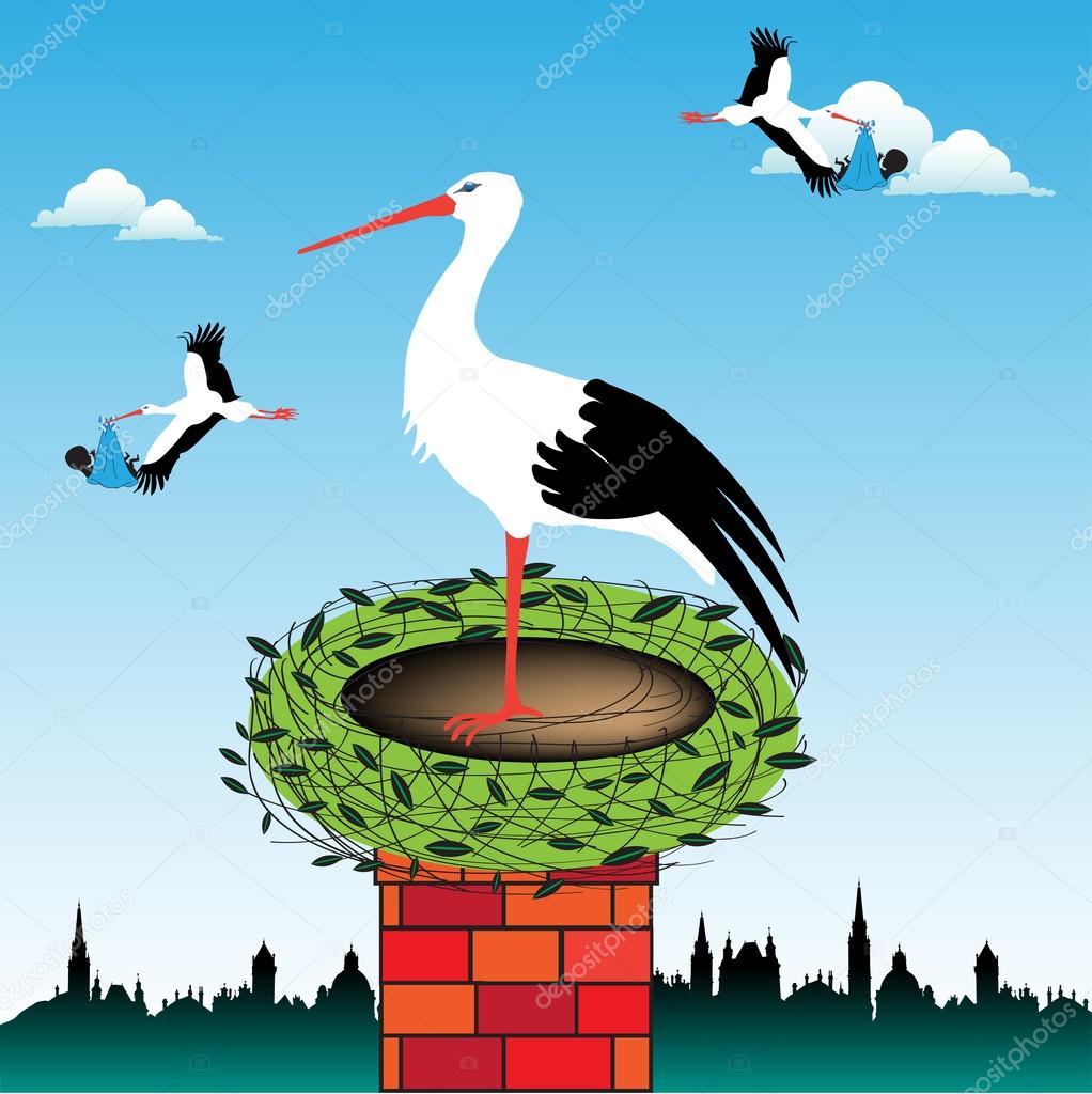 Bocian w gnieździe — Grafika wektorowa © oxlock #31606675