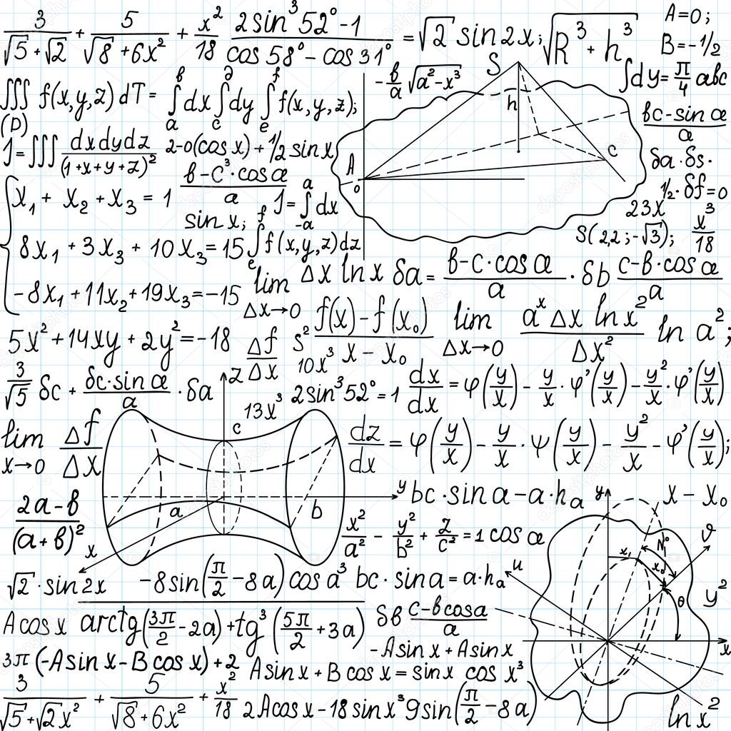 Beautiful mathematical vector seamless pattern with figures, formulas ... Beautiful mathematical vector seamless pattern with figures, formulas ...