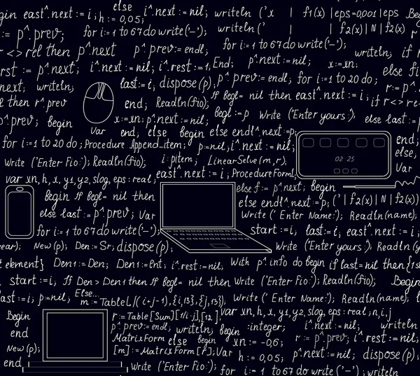 Beautiful technical seamless pattern with programming code, plots and ...