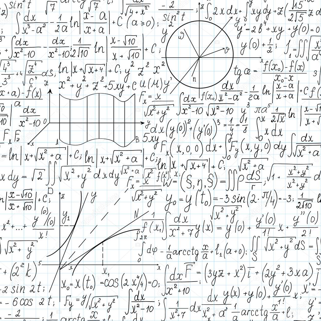 Beautiful mathematical vector seamless pattern with formulas and ... Beautiful mathematical vector seamless pattern with formulas and ...