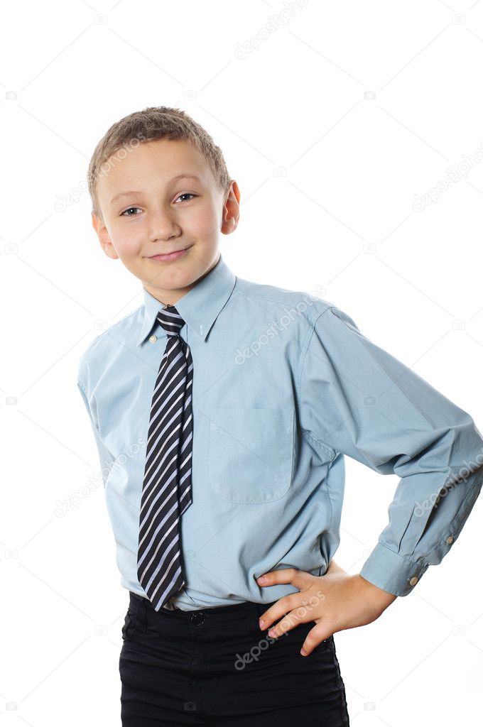 Boy in shirt and tie on a white background Stock Photo by ©Capable97 ...