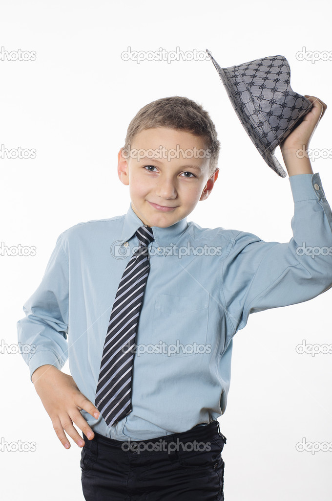 Boy in shirt and tie on a white background Stock Photo by ©Capable97 ...