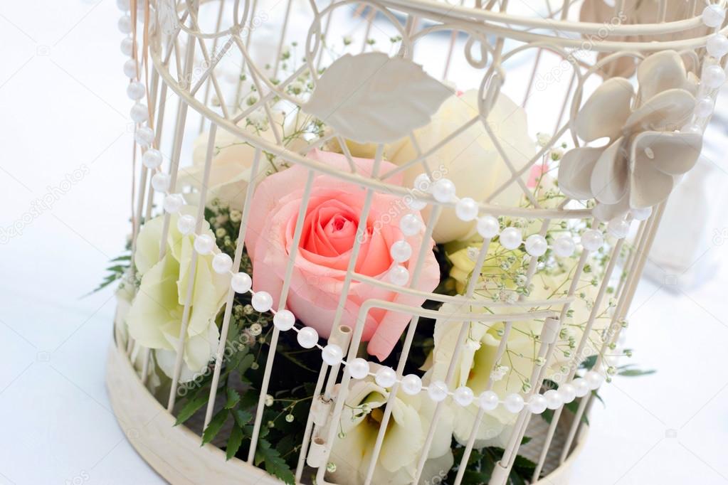 Flower arrangement , cage with flowers — Stock Photo © pacomontagut ...