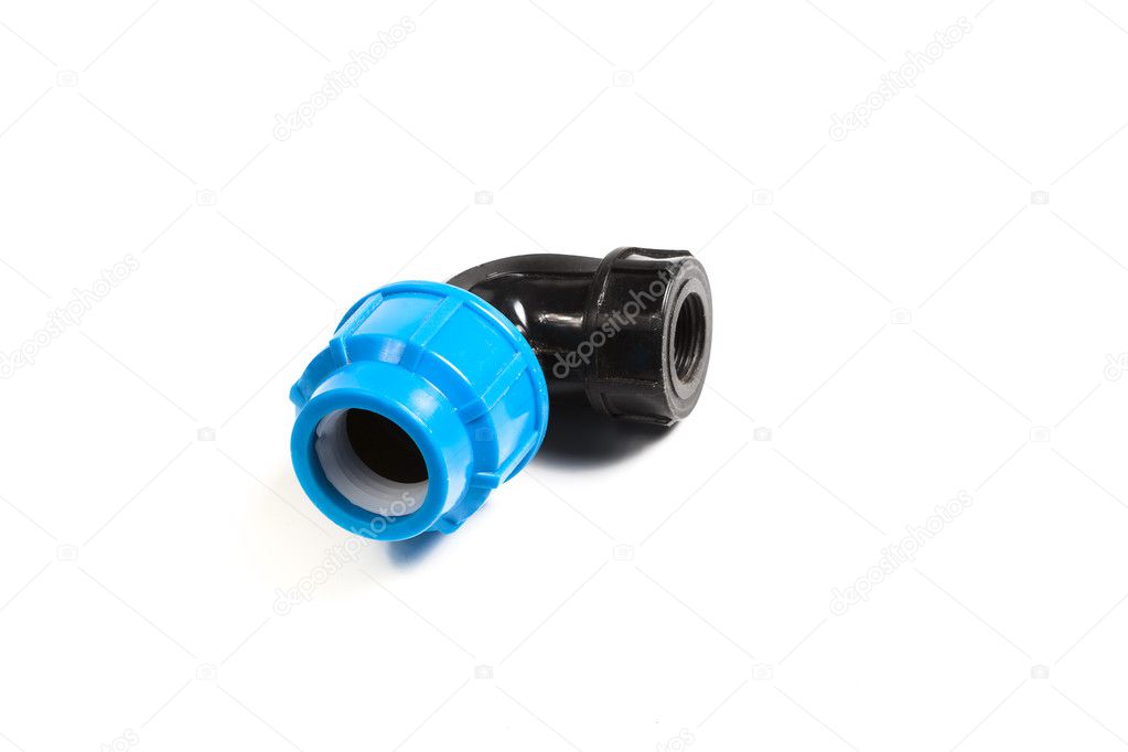 PVC fittings - draining straight and elbow pipes isolated on white ...