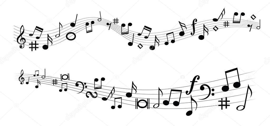 Notas musicales ícono de patrón de línea de pentagrama para pentagrama ...