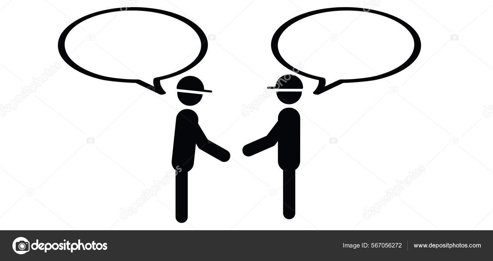 Twee Tekenfilm Stickman Stok Figuur Man Dialoog Sprekende Mensen ...