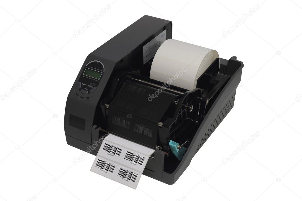 Barcode label printer isolated over white background Stock Photo by ...