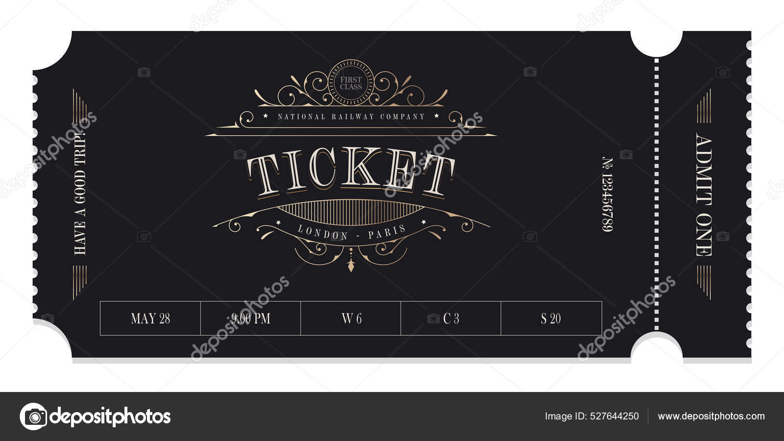 Ticket Template Vintage Style Excursion Routes Retro Parties Clubs ...