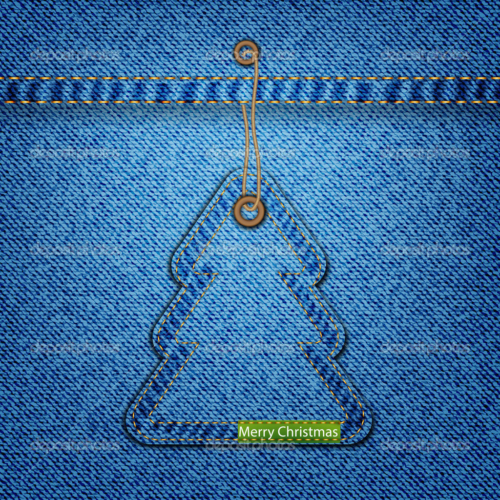 A denim background with a Christmas tree Stock Vector Image by ...