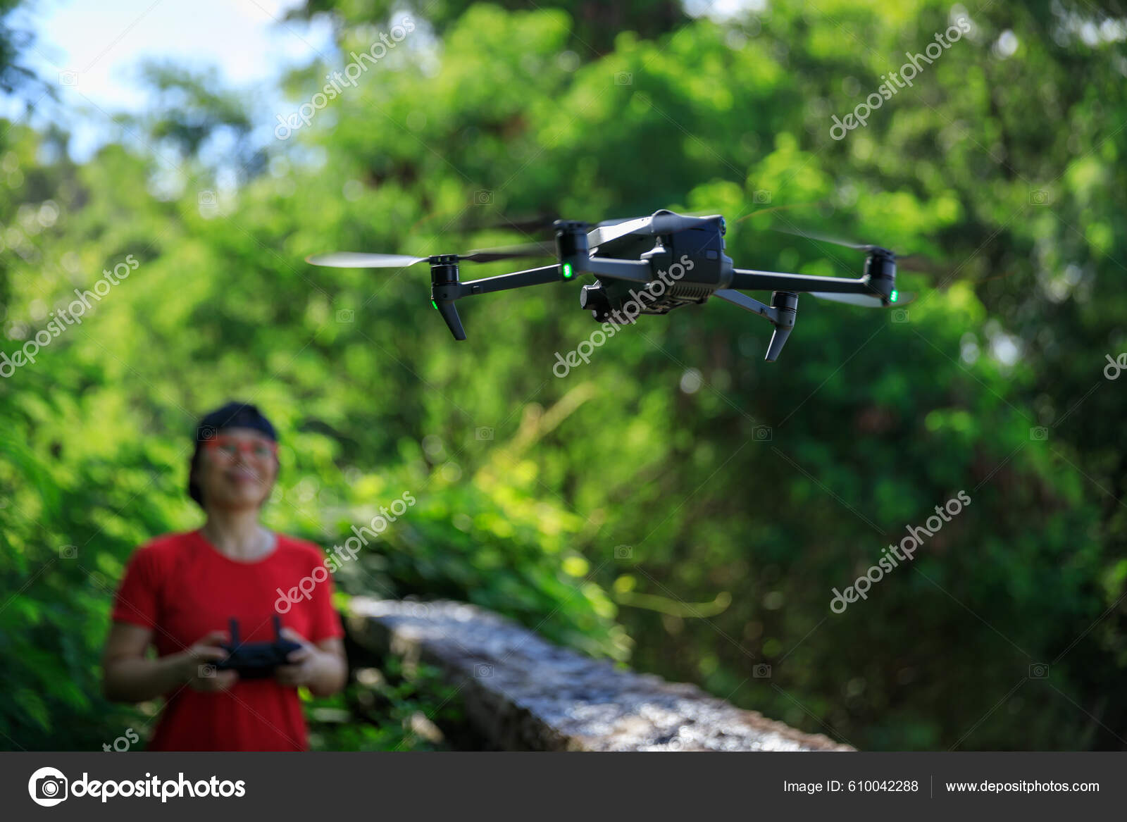 People Remote Control Flying Drone Summer Forest — Stock Photo © lzf ...