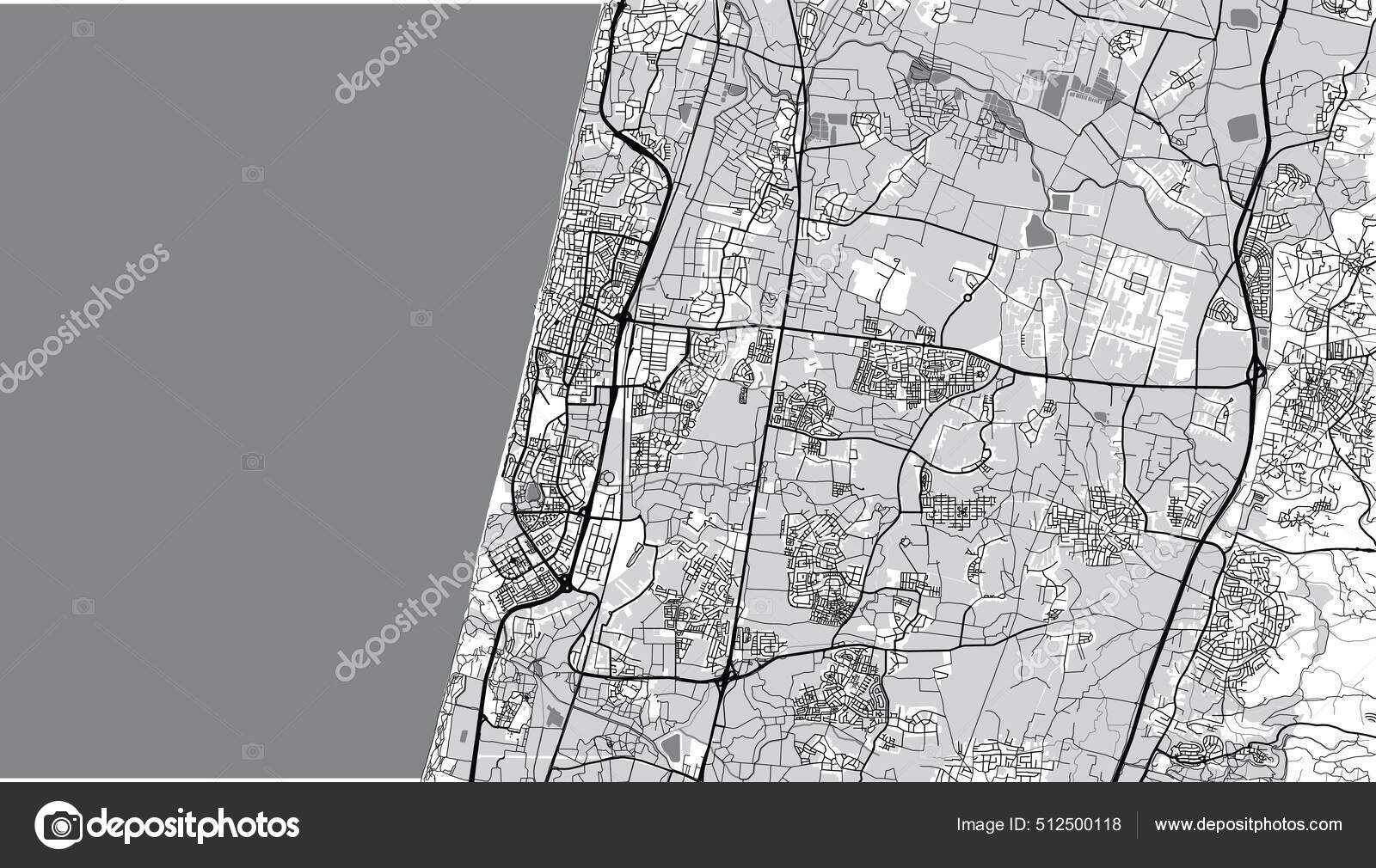 Urban vector city map of Netanya, Israel, middle east Stock Vector by ...