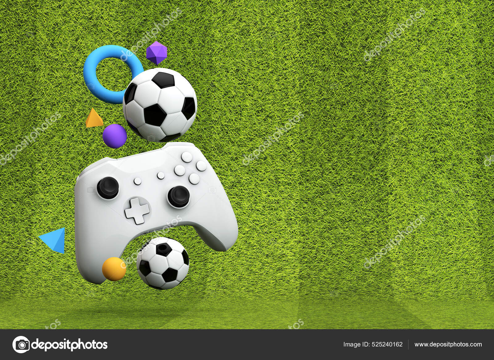 Soccer gaming background. Video game controller with a traditional ...