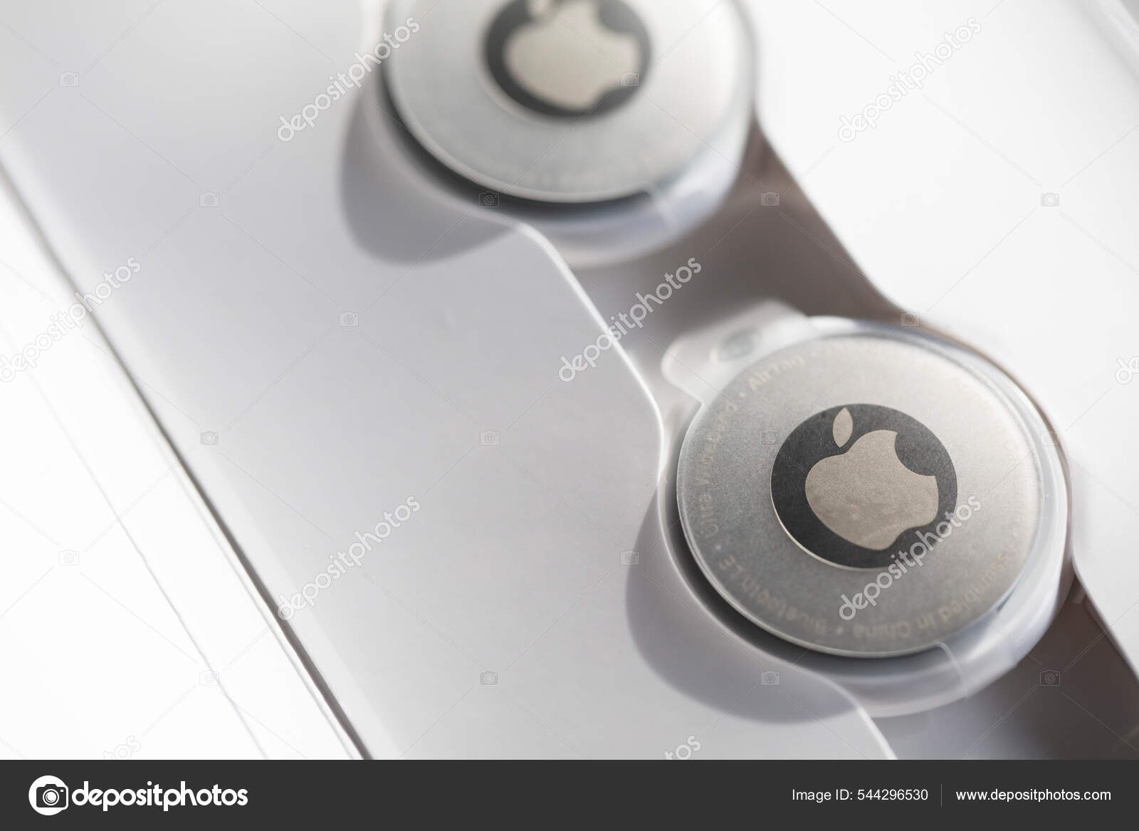 LONDON, UK - January 2021: Apple air tag device that helps people keep ...