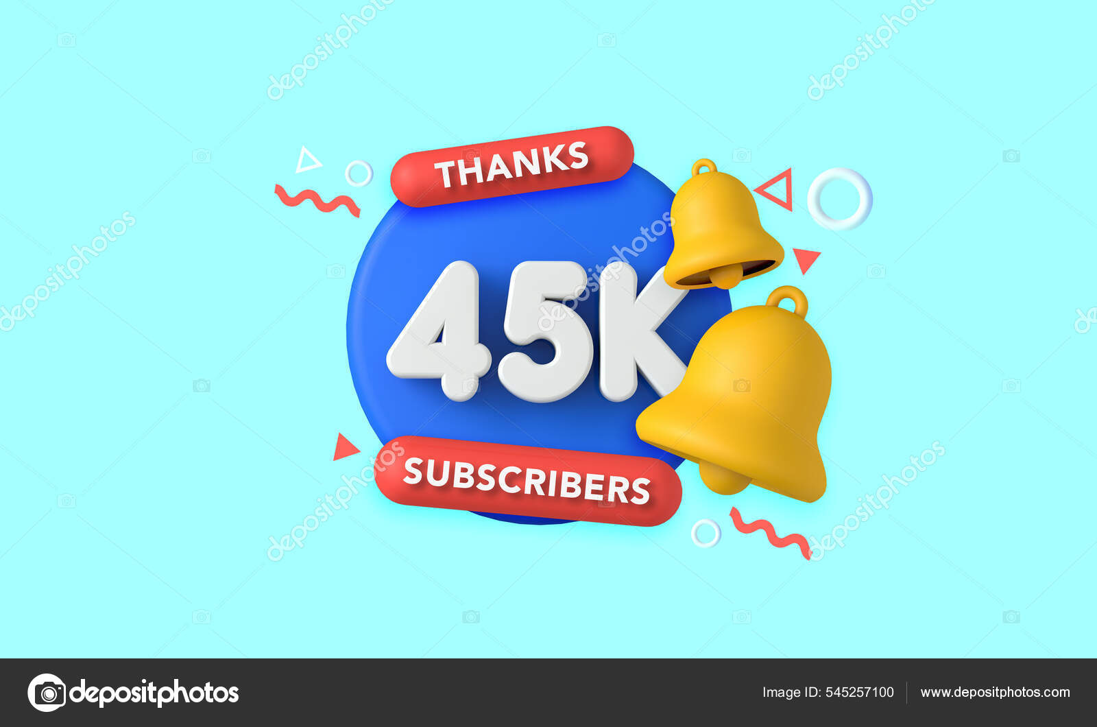 Thank you 45 thousand subscribers. Social media influencer banner. 3D ...