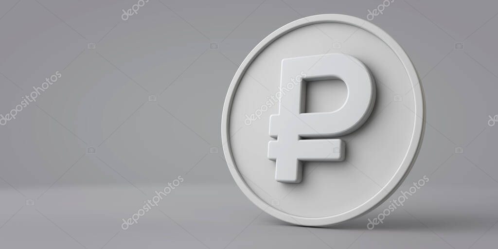 Rusia rublo moneda moneda símbolo. Renderizado 3D 2024