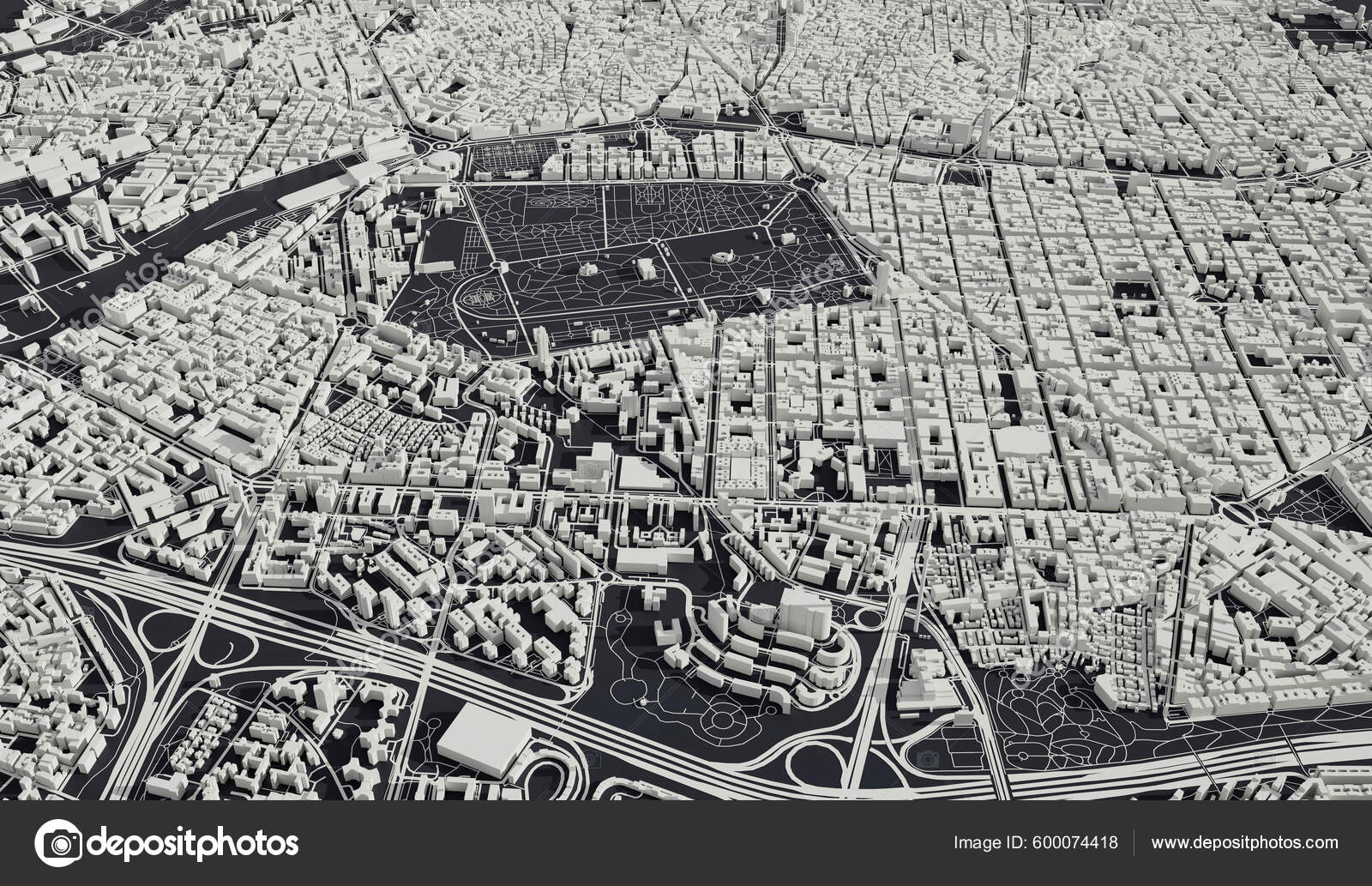 Madrid Spain City Map Aerial View Minimal Design Rendering — Foto de ...