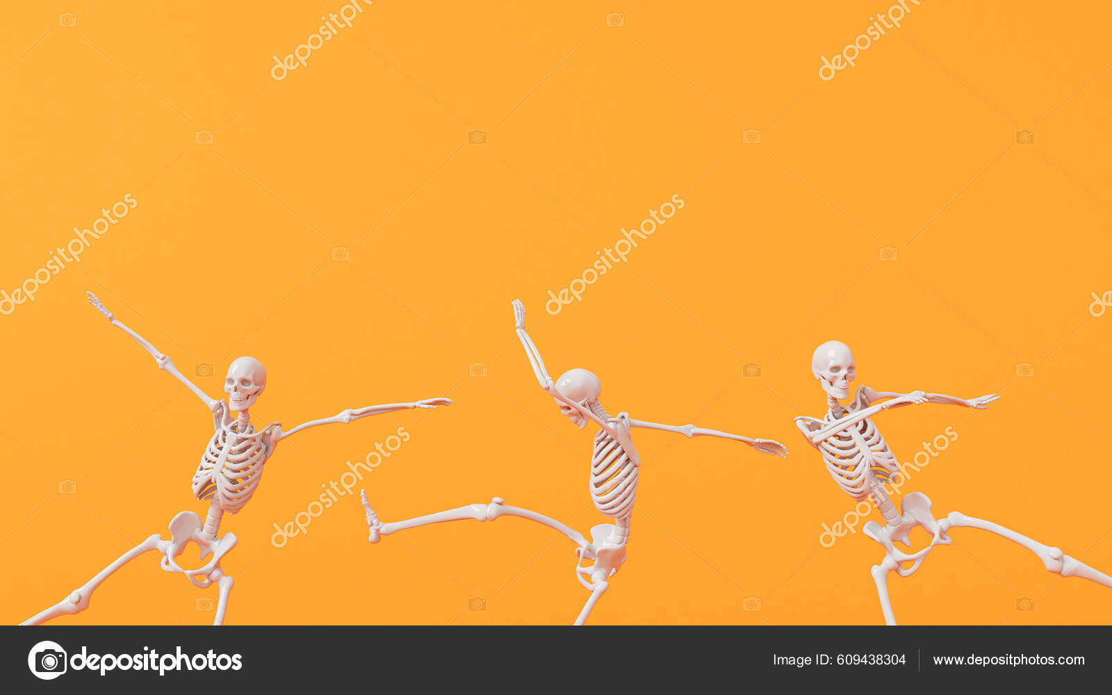 Fun Halloween Dancing Skeleton Character Rendering — Stock Photo ...