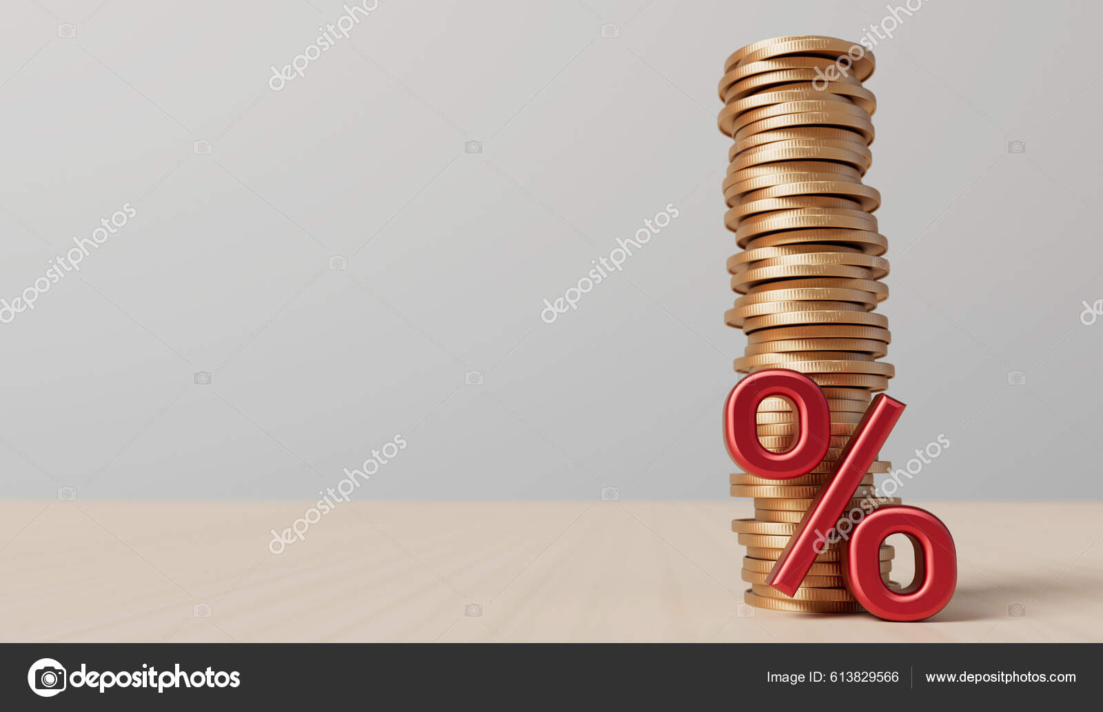 Interest Rate Rising Inflation Concept Red Percentage Symbol Stack ...