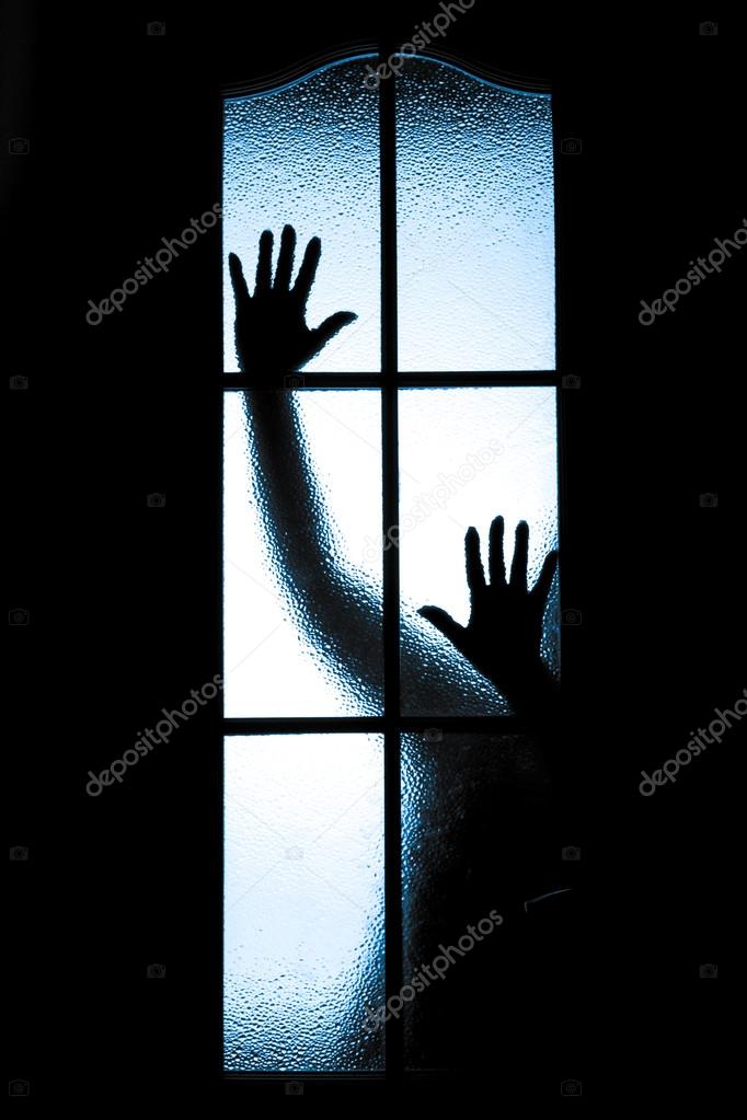 Scared boy behind glass door Stock Photo by ©fotomaximum 44249825