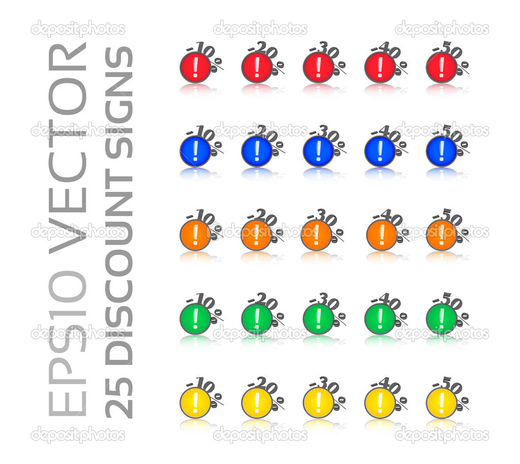 25 vector discount signs Stock Vector Image by ©goshiva #22614915