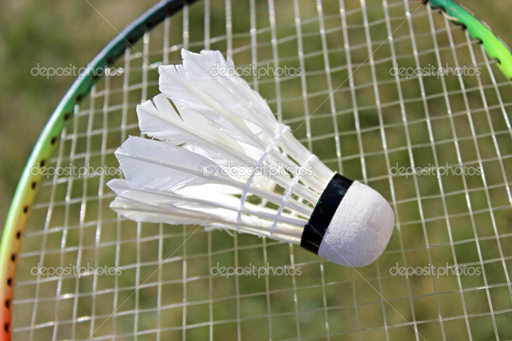Badminton shuttlecocks on racket Stock Photo by ©zbg22 24810363