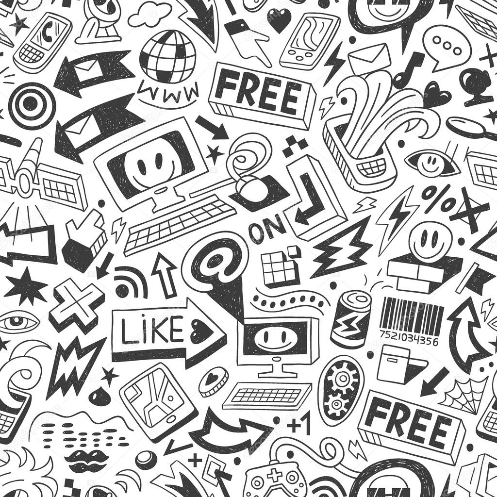 Web doodles - seamless vector pattern Stock Vector Image by ©topform ...