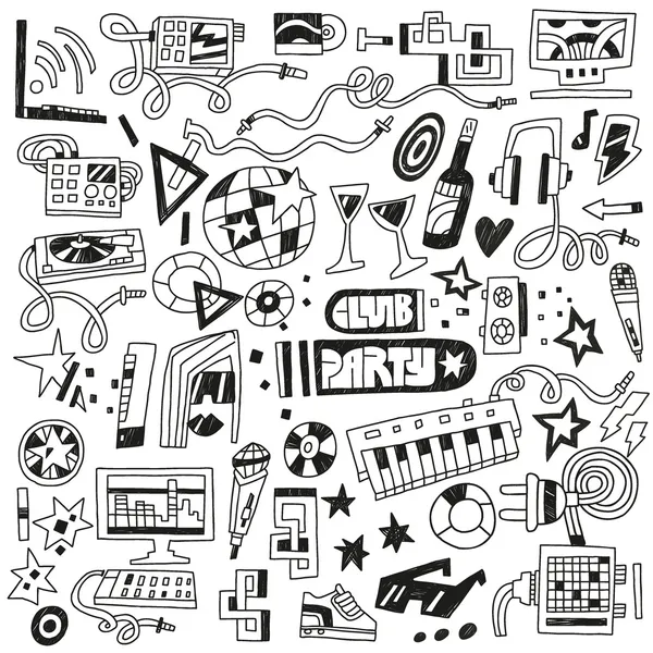 Music club party - doodles - Stock Image - Everypixel