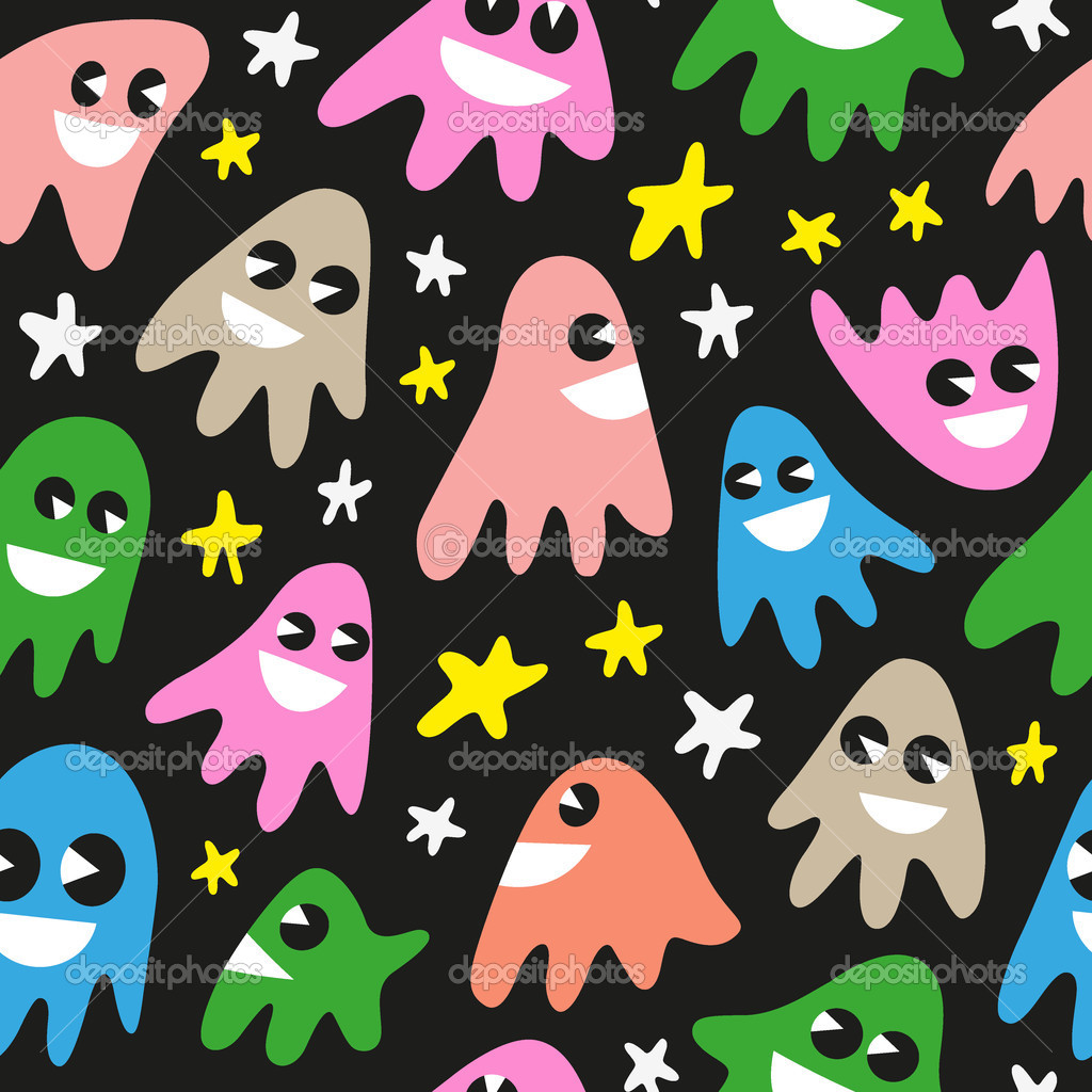 Funny ghosts - seamless background Stock Illustration by ©topform #43677735