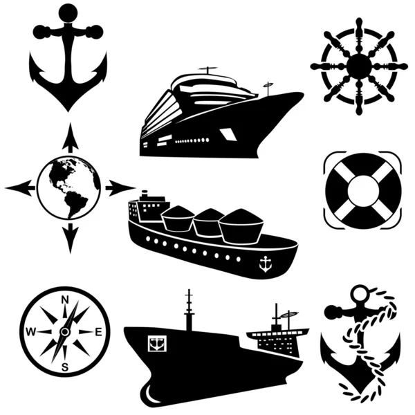 Kapal dengan simbol laut Vector Art Stock Images | Depositphotos