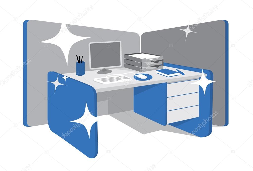 Clean office desk. Workstation — Stock Vector © Curvabezier #23887331