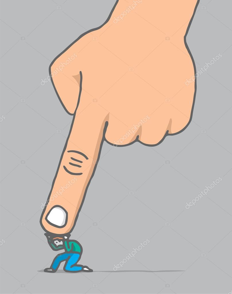 Under pressure Huge hand over small guy Stock Vector Image by ...