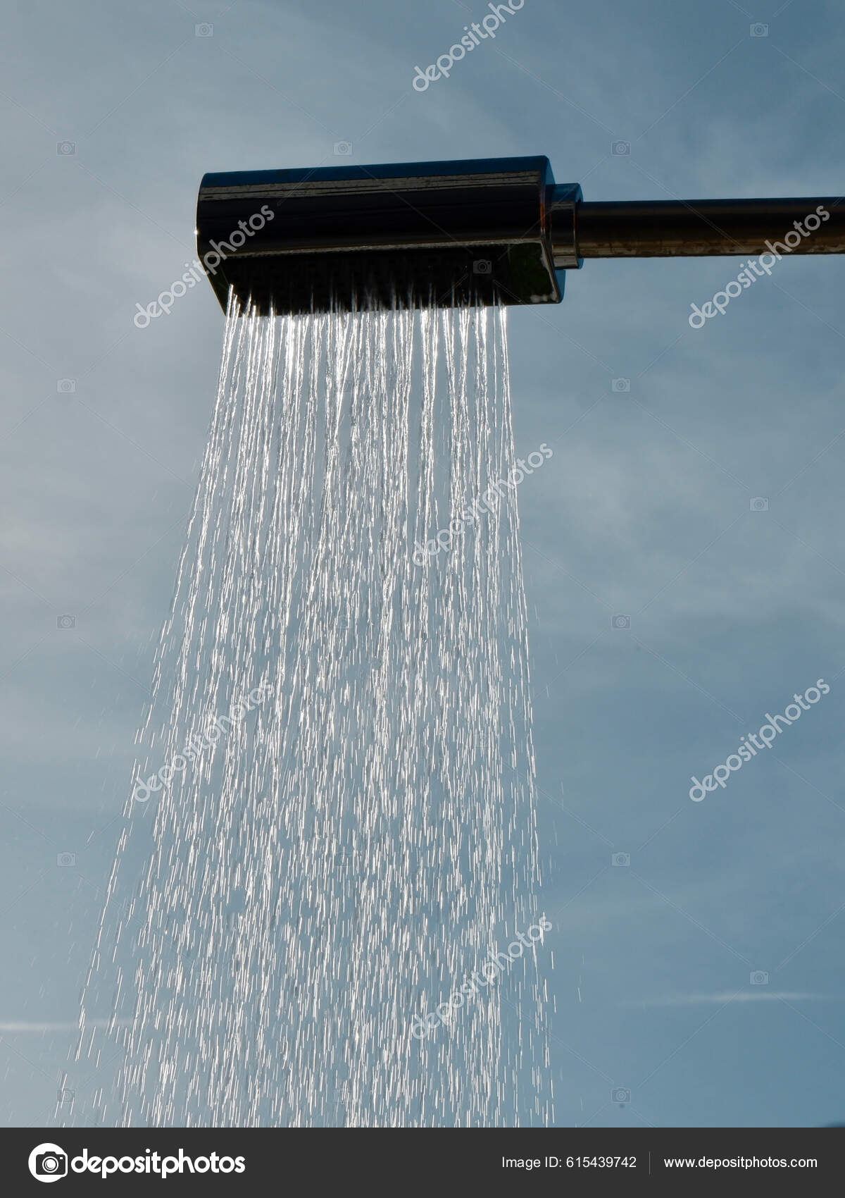 Open Rain Shower Falling Water Clear Sky Madrid Spain Vertical — Stock ...