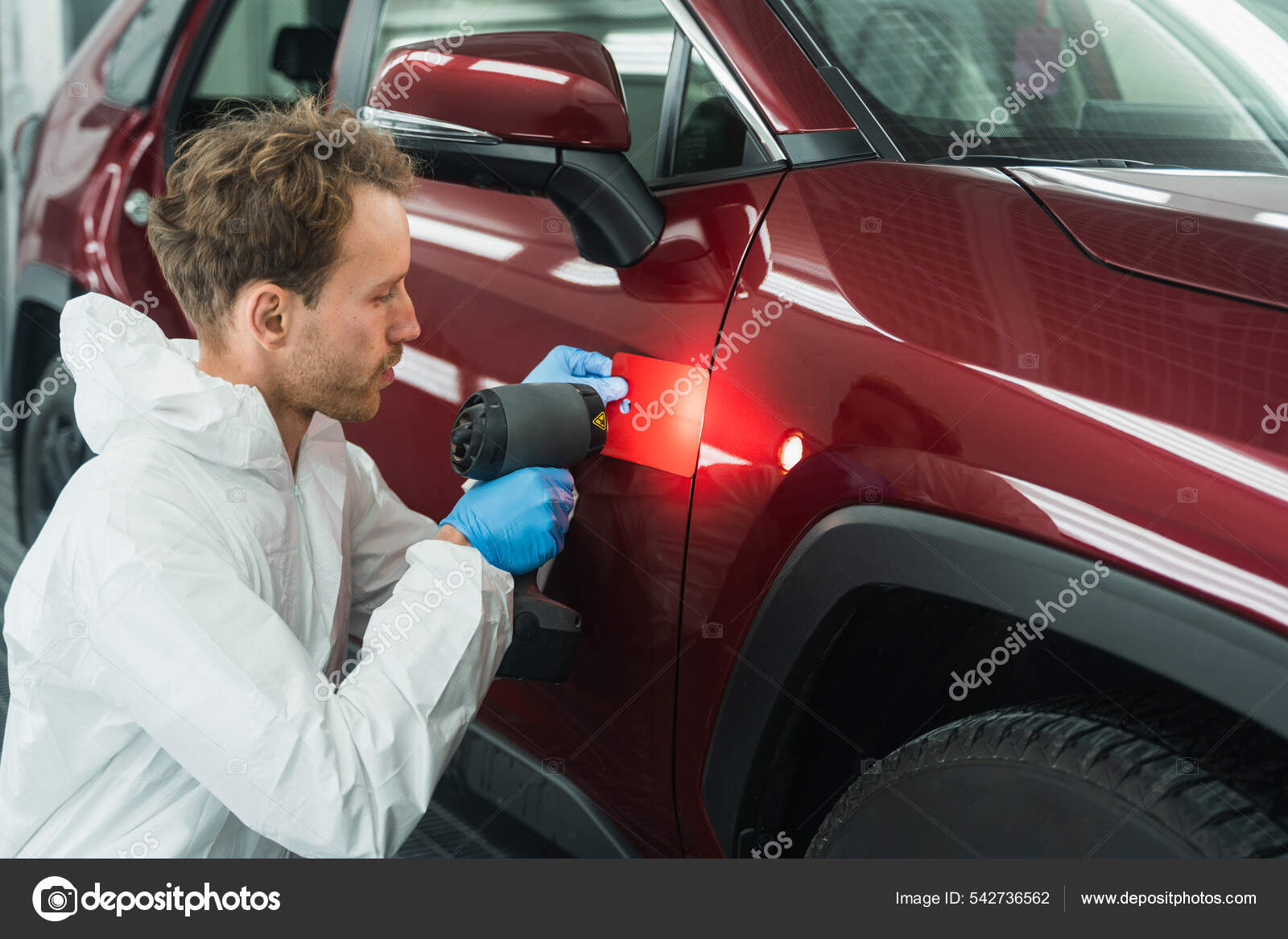 Professional Auto Painter Matches Car Paint Color Lamp Samples — Stock ...
