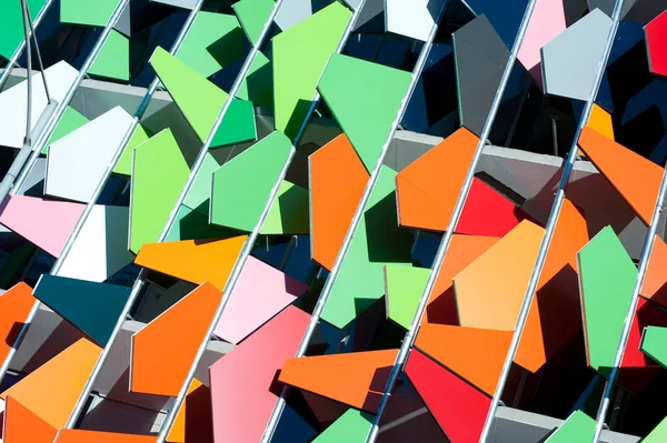 Modern architecture with the facade of a commercial building decorated ...