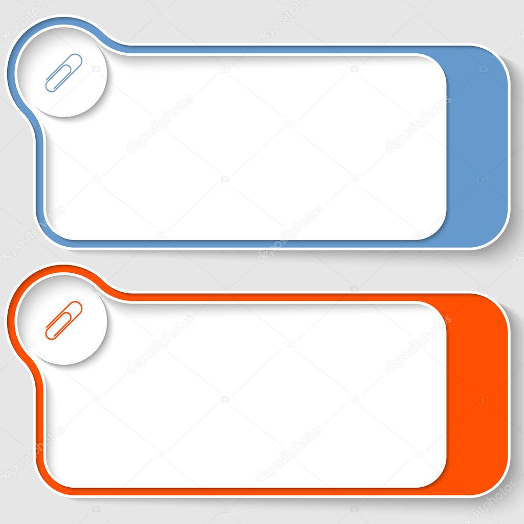 Set of two abstract text boxes with paper clip — Stock Vector ...