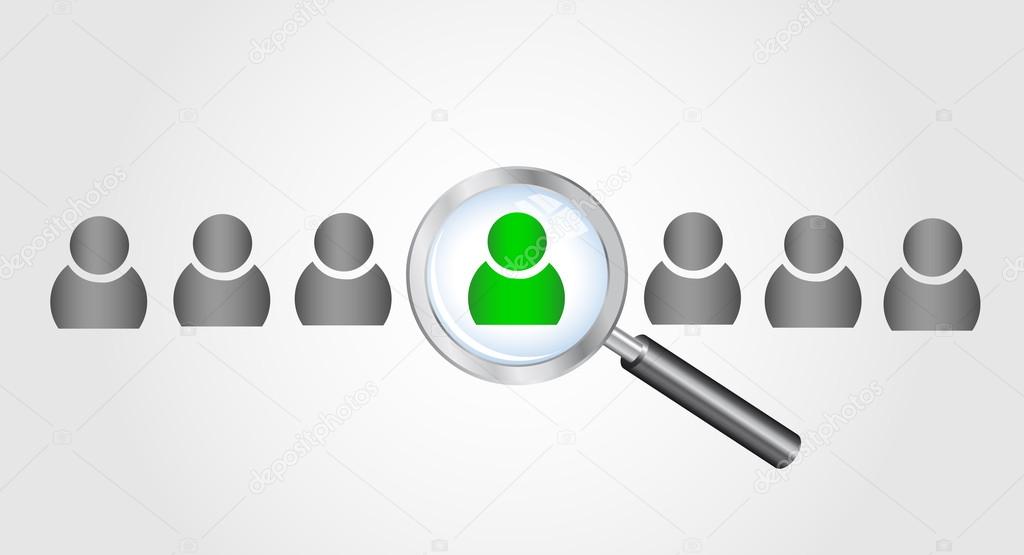 Magnifying glass searching people. Job search concept — Stock Vector ...
