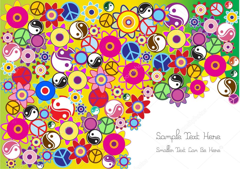 Color vector background with hippie symbols Stock Vector Image by ...
