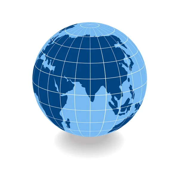 Blue 3d vector world globe icon with map silhouette — Stock Vector ...