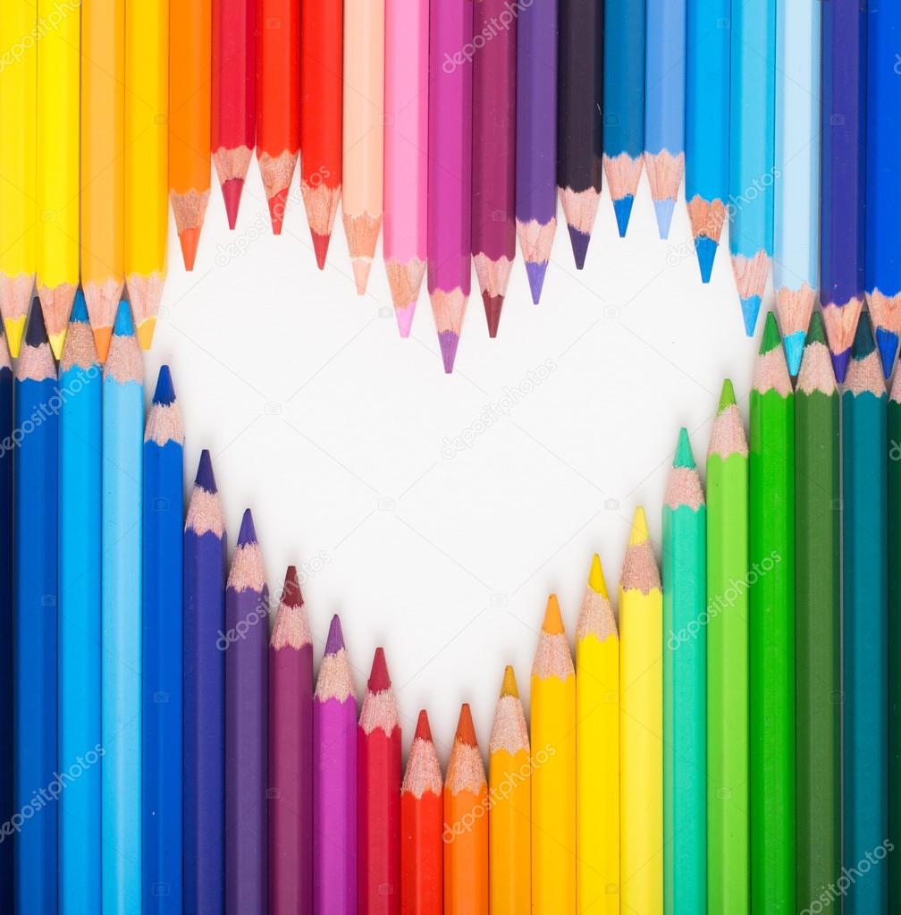 Colour pencils. Heart shape Stock Photo by ©undrey 30454161