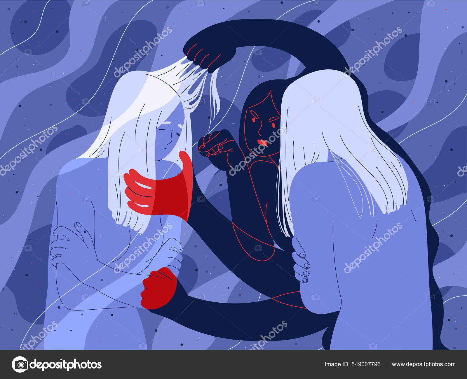 Sense of guilt, a person punishes himself. Psychological problems Stock ...