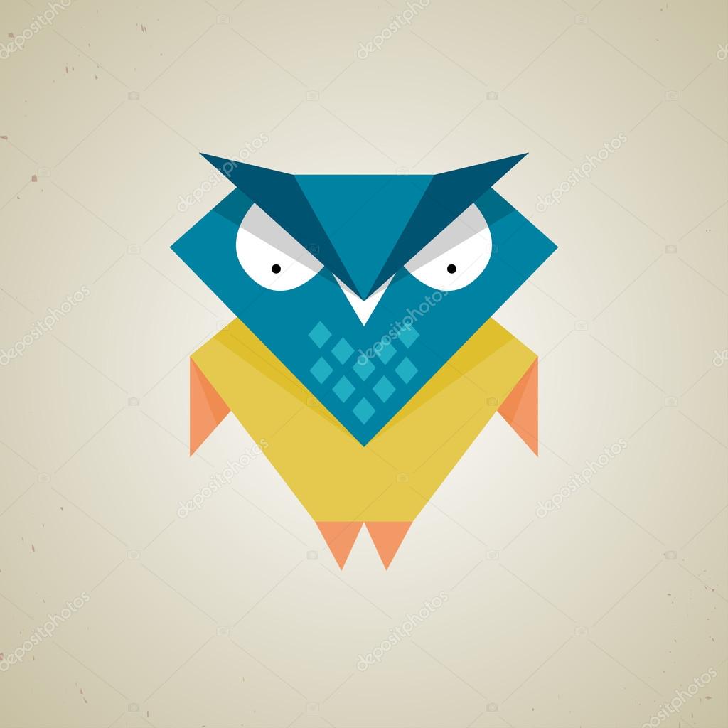 Cute little blue and yellow cartoon owl Stock Vector by ©dedron 35864559