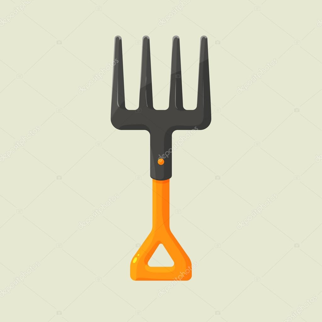 Cartoon Forks to work in the garden with yellow handle Stock Vector by ...