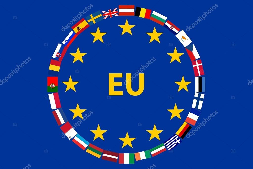Bandera de la UE con banderas de países — Vector de stock © Valkos ...
